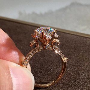 Jewelry | New 18k Rose Gold Diamond Crown Flower Ring | Poshmark